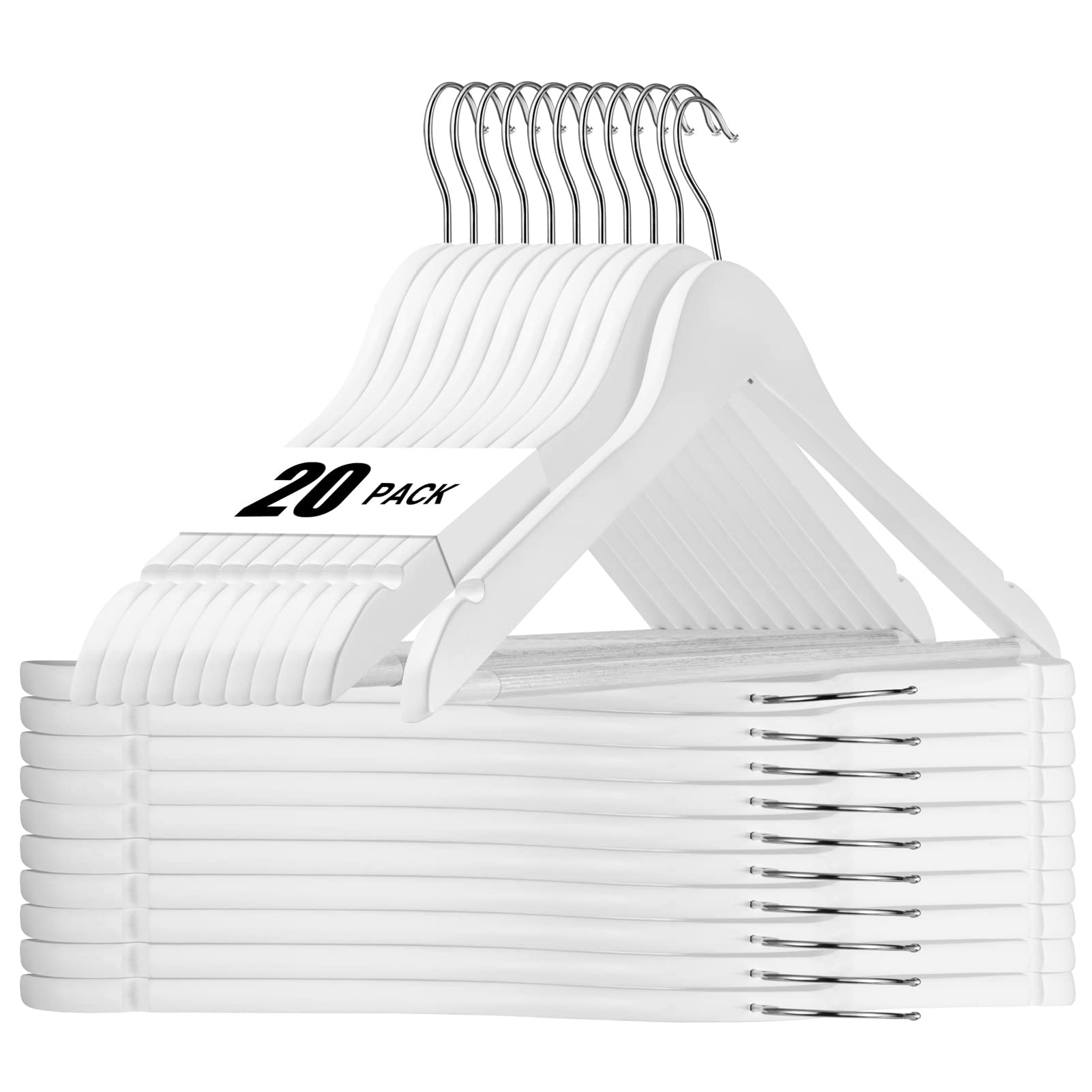 HOUSE DAY Premium Wooden Hangers 20 Pack Coat Hangers Wood Clothes ...