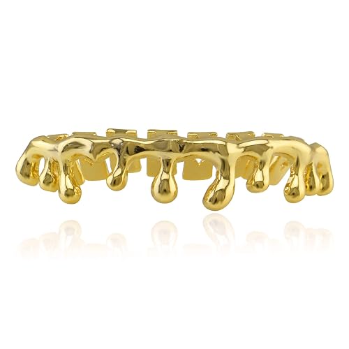 18k Gold Teardrop Bottom Grillz 6 Teeth Lower Teeth Drip Cap Grillz in ...