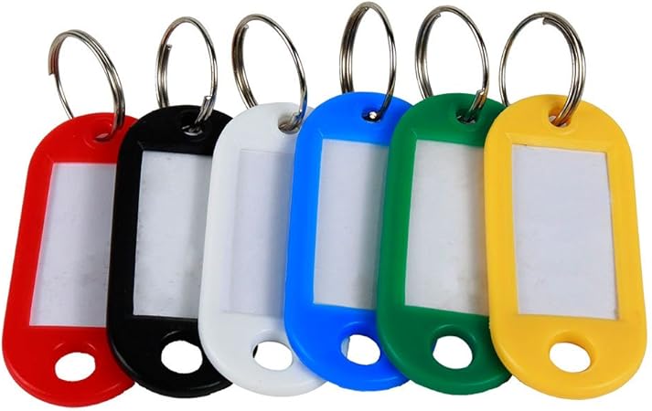 Amazon.com : niceEshop Assorted Colors Key ID Tags Ring Keyring ...
