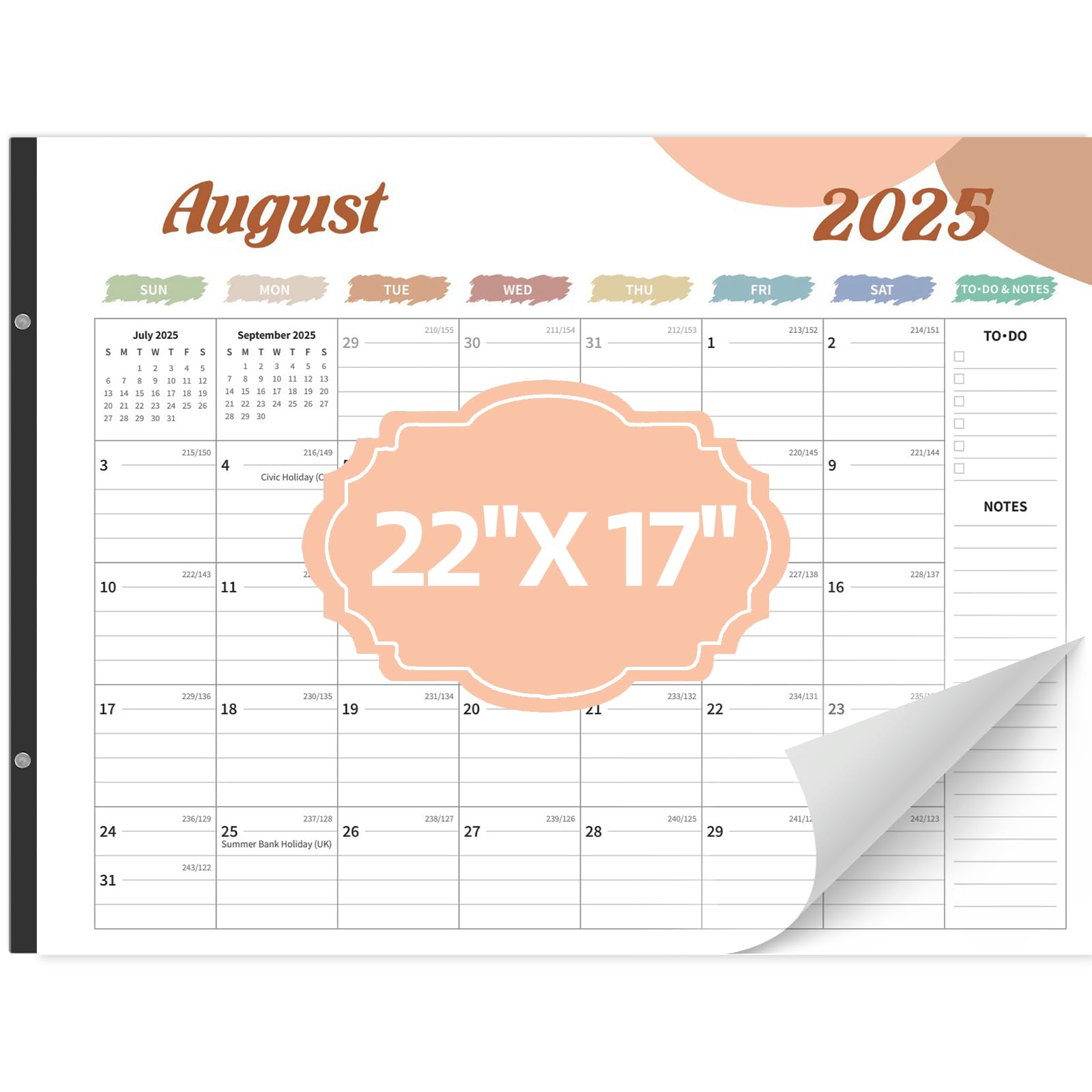 Desk Calendar 2025-2026, Desk Calendar Large 22x17, 18 Months Desk Top ...