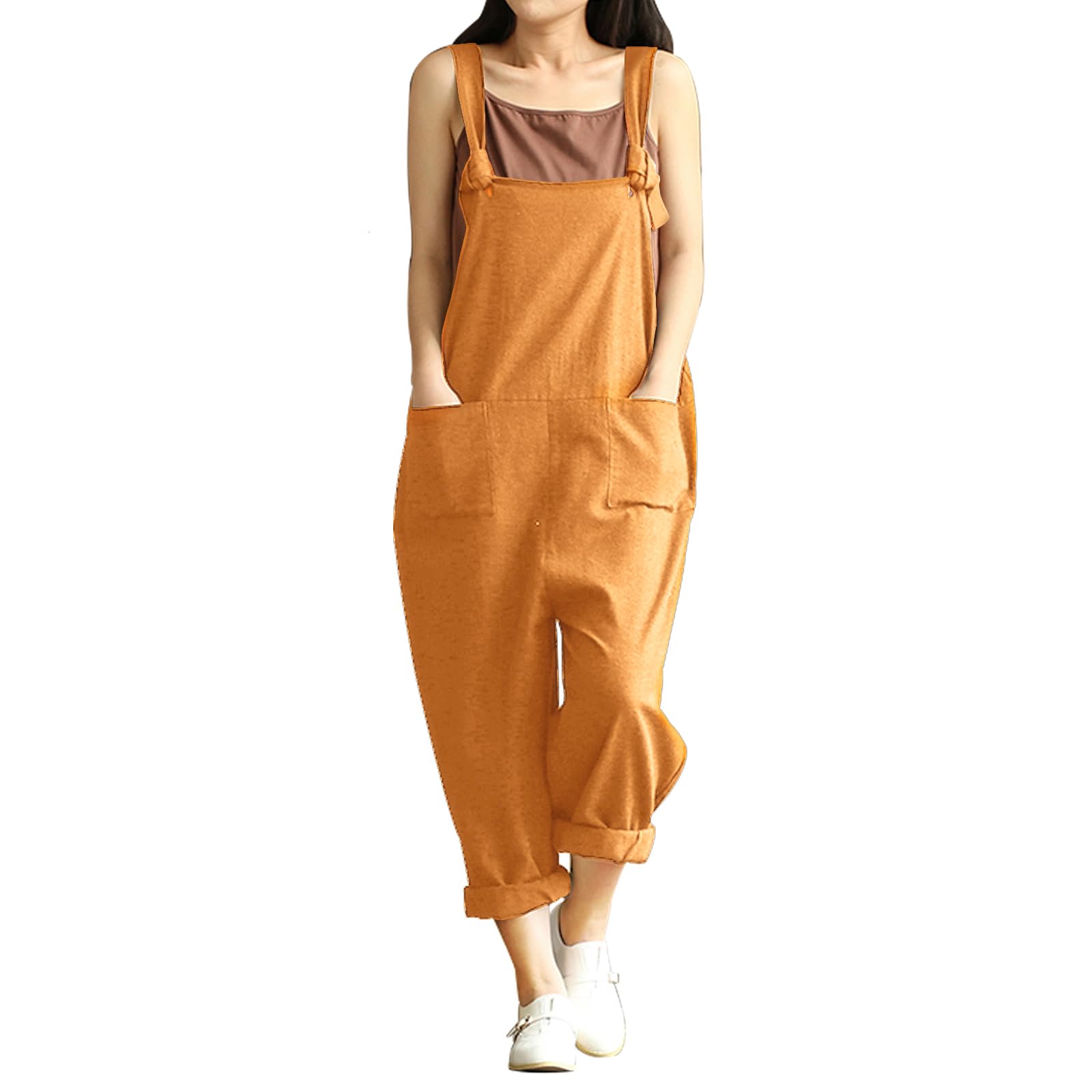 Lncropo Women's Plus Size Overalls Wide Leg Loose Baggy Jumpsuit ...