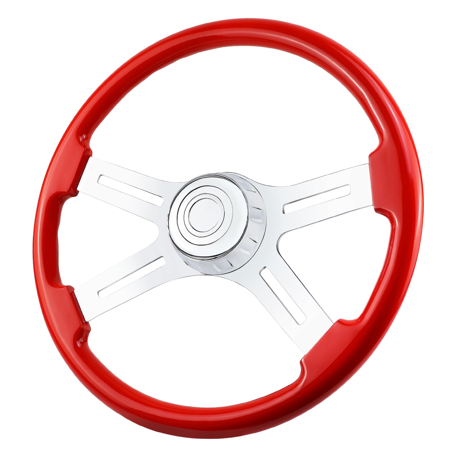 QYMOPAY 18"" Solid Wood lacquering Truck Steering Wheel 4 Spoke ...