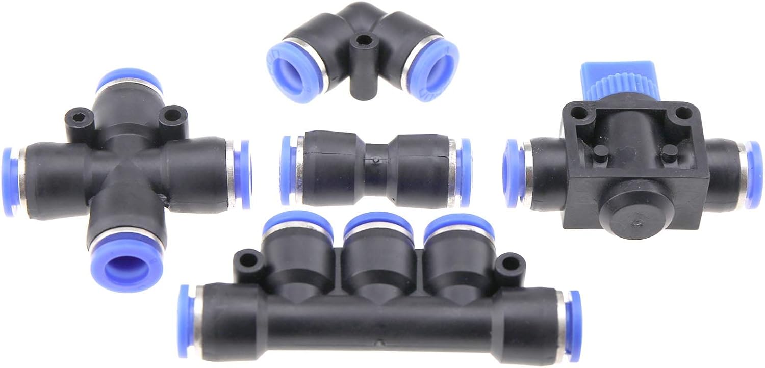 YINETTECH 12pcs Pneumatic Push to Connect Fittings Pipe Joint Kit ID ...