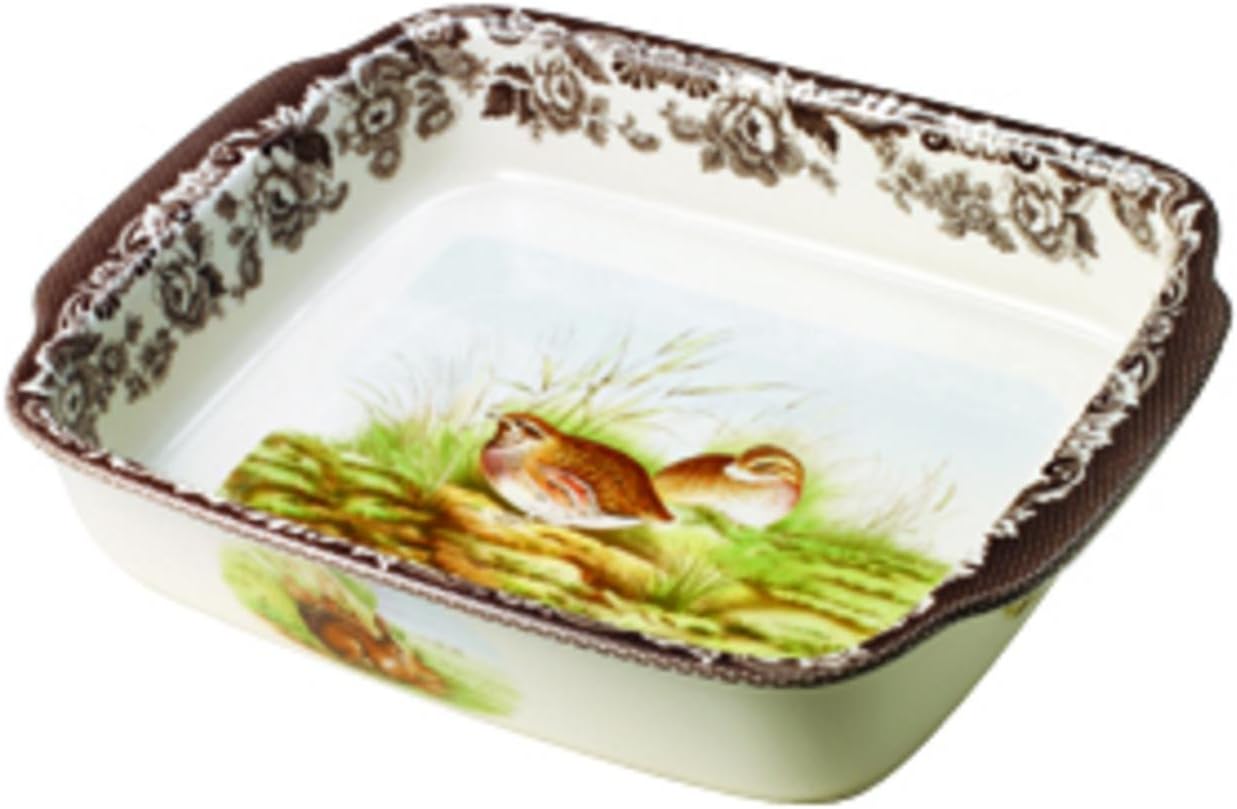 Amazon.com: Spode Woodland Rabbit and Quail Rectangular Handled Dish ...