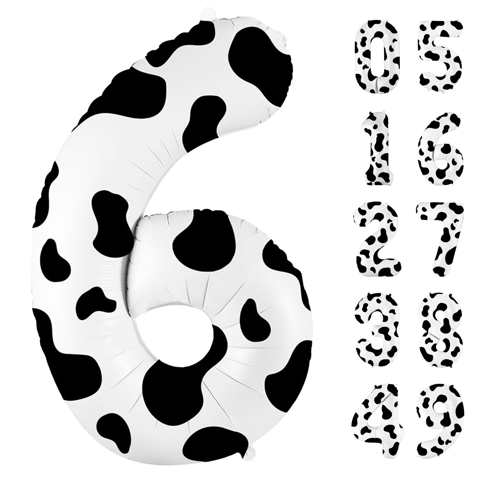SINBEE Cow Print 40 inch Balloon, Number 6, for Birthday Decorations ...