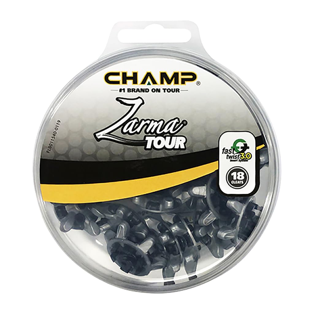 Champ Zarma Tour SLIM-Lok Golf Spikes Set of 18 Cleats, Black/Silver ...