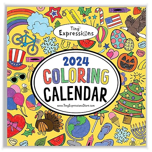 Tiny Expressions - Coloring 2024 Calendar for Kids - Monthly Wall ...