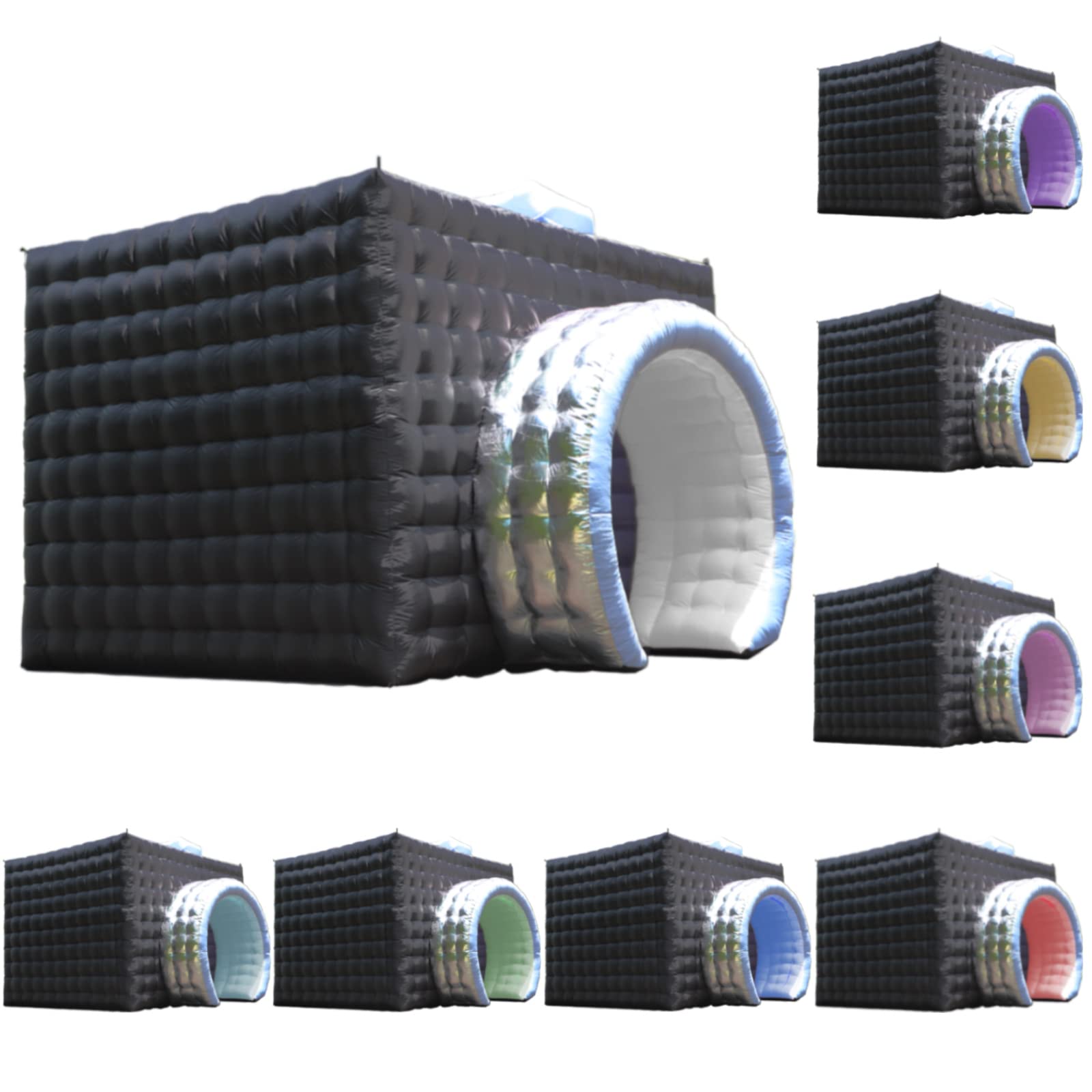 Xmaybang Inflatable Photo Booth Enclosure Black and Silver, Led Photo ...
