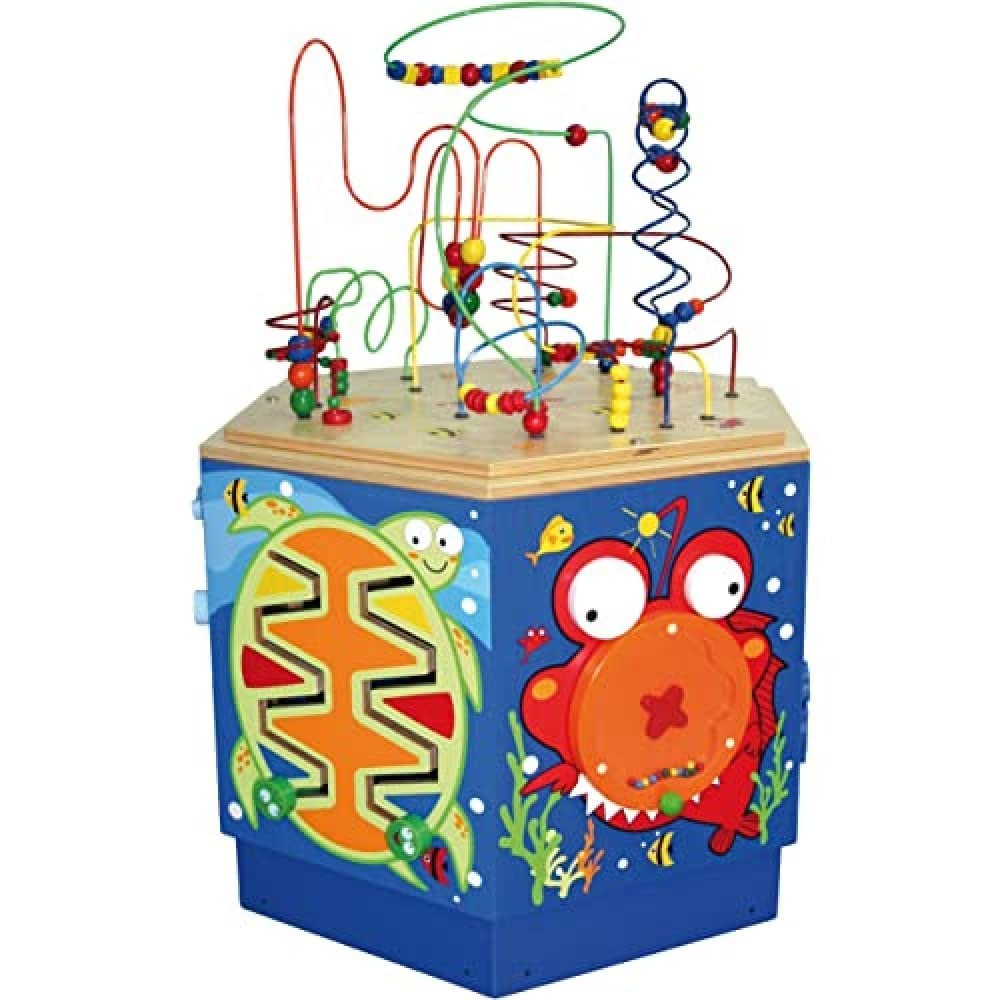 Hape Coral Reef Wooden Activity Center Table L: 25.7, W: 29.7, H: 35 ...