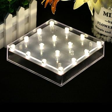 Lacgo Acryl-LED-Platte, quadratisch, 12,7 cm, 16 LEDs, Vasen ...