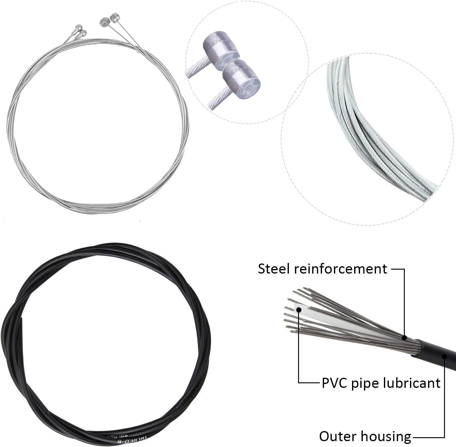 Gasea Universal Bike Brake Cable, Bicycle Shifter Cable with Housing ...