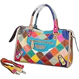 Segater® Women's Multicolor Tote Handbag Genuine Leather Color matching ...