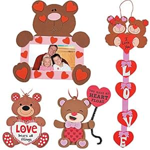 Amazon.com: Valentine's Day Bears Craft Kit | Picture Frame, Sweetheart ...