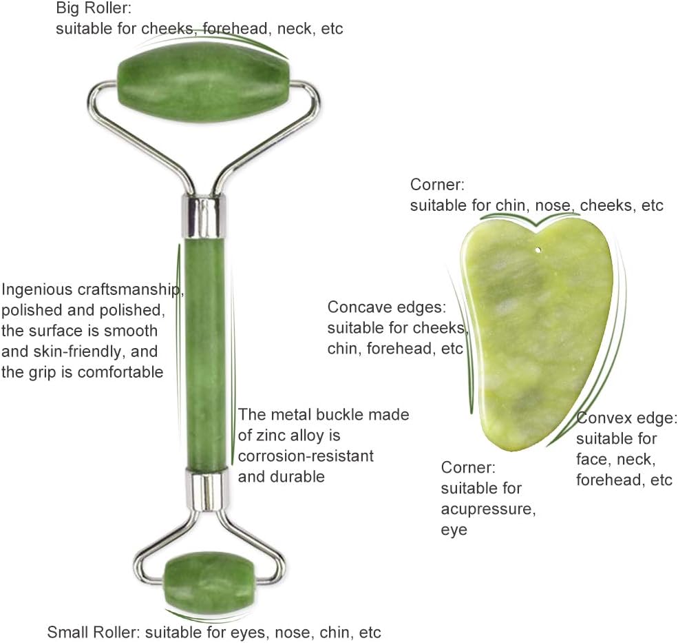 Jade Face Roller,Jade Facial Roller,Jade Roller and Gua Sha Set,Jade ...