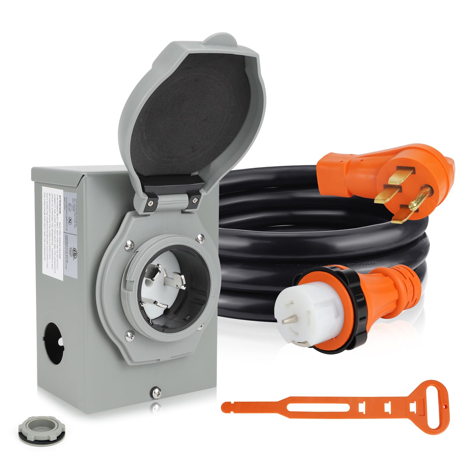 TIPHOPE 50Amp Generator Cord 10FT and Power Inlet Box,125/250V,Heavy ...