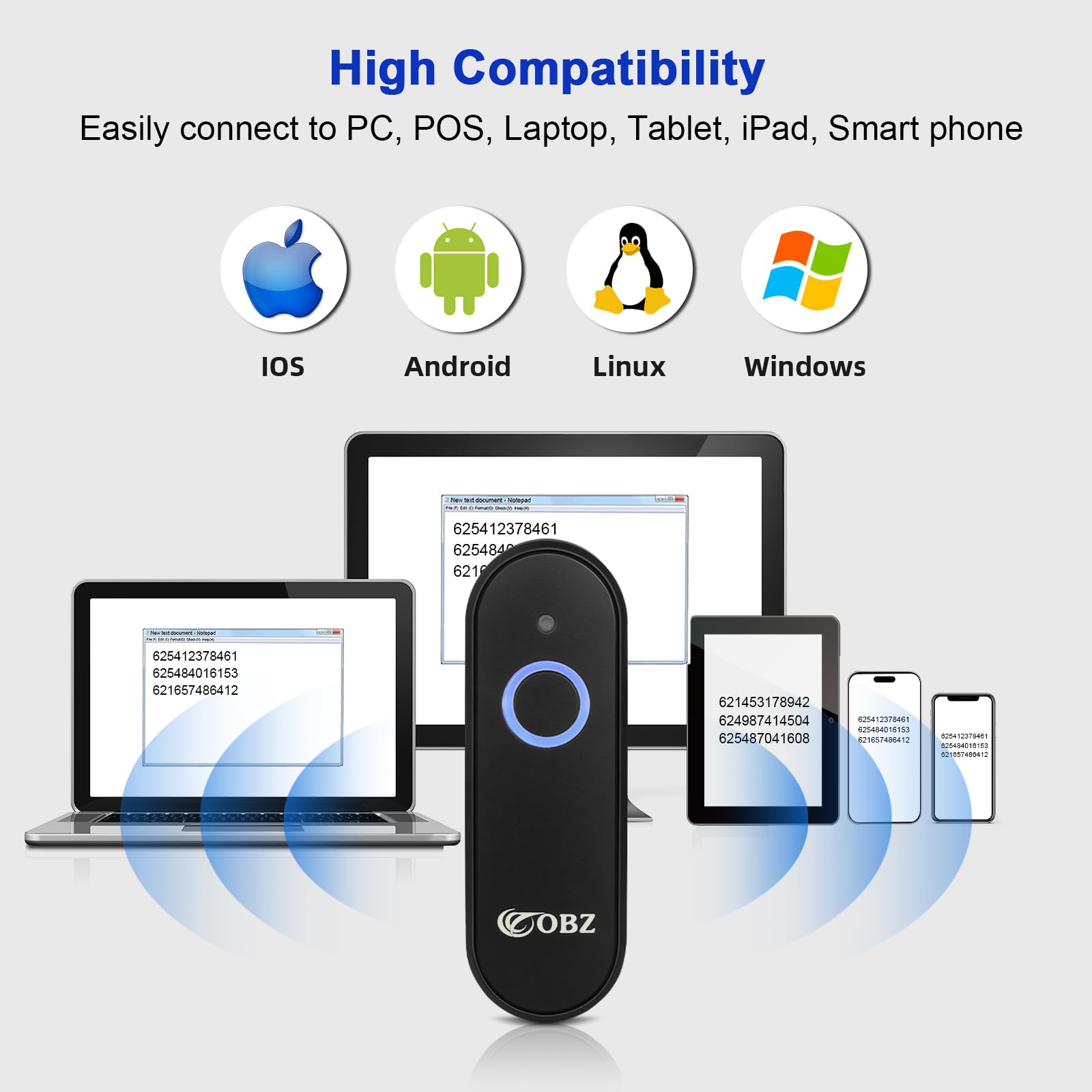Mua OBZ Mini 2D Bluetooth Barcode Scanner, 2.4G Wireless Barcode Scanner, 3-in-1 Portable ...