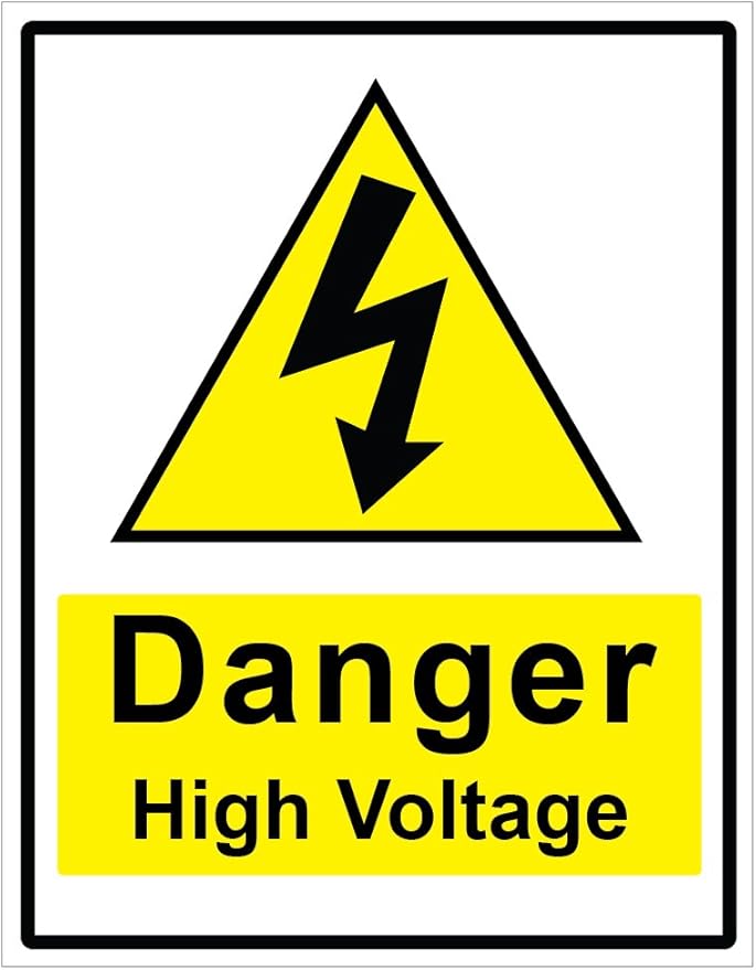 2 x DANGER HIGH VOLTAGE WARNING SELF ADHESIVE STICKERS SAFETY BUSINESS ...
