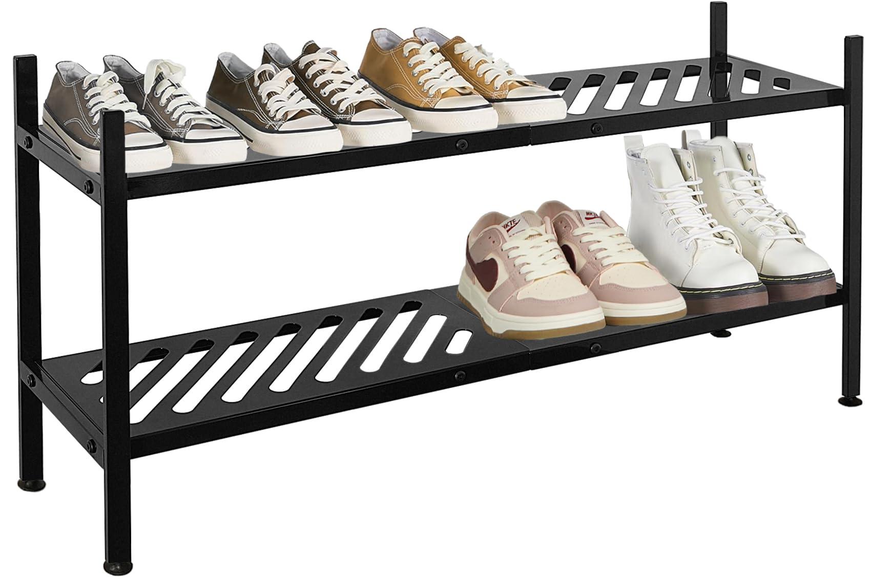 Nijoam Shoe Rack for Closet, 2-Tier FreeStanding Shoe Shelf Stand ...