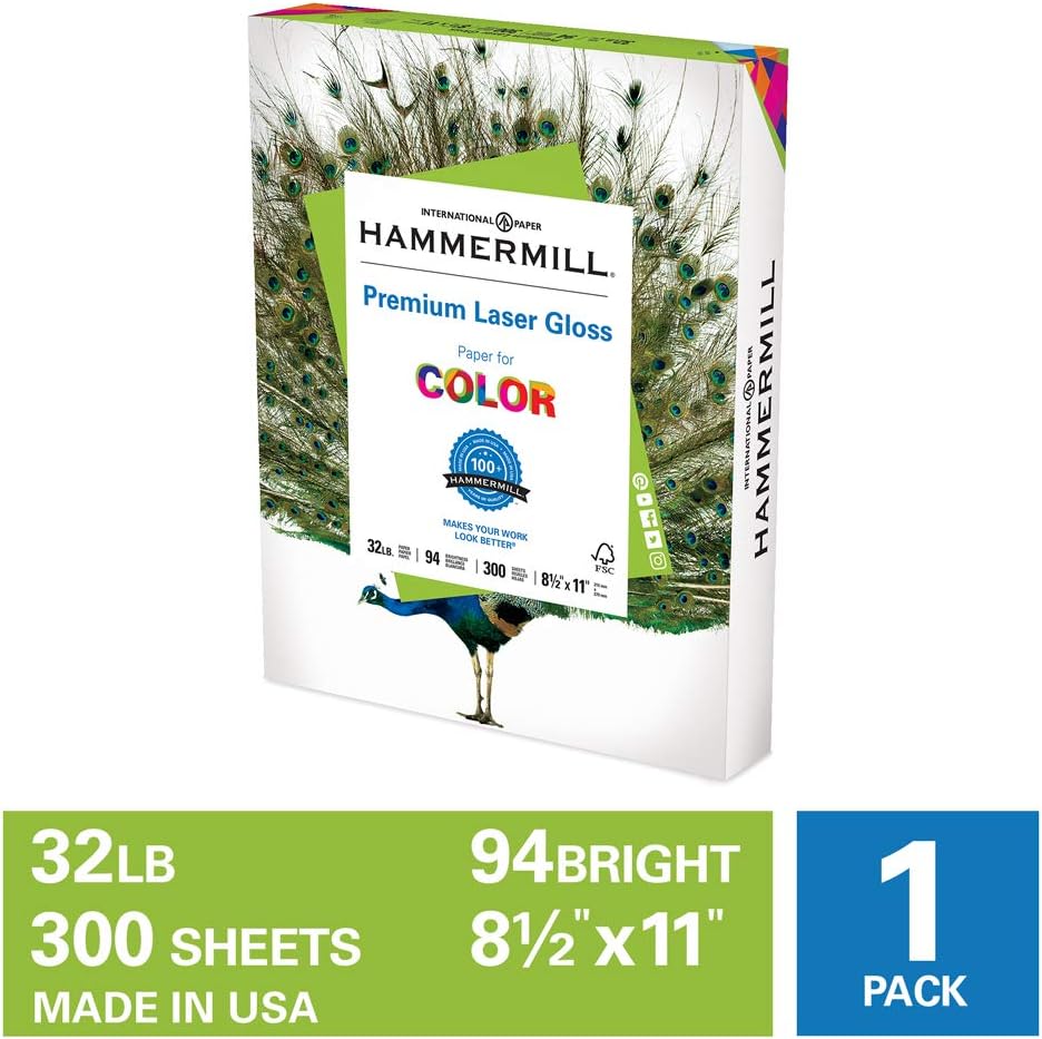Hammermill Paper, Color Laser Gloss Poly Wrap, 32lb, 8.5 x 11, Letter ...