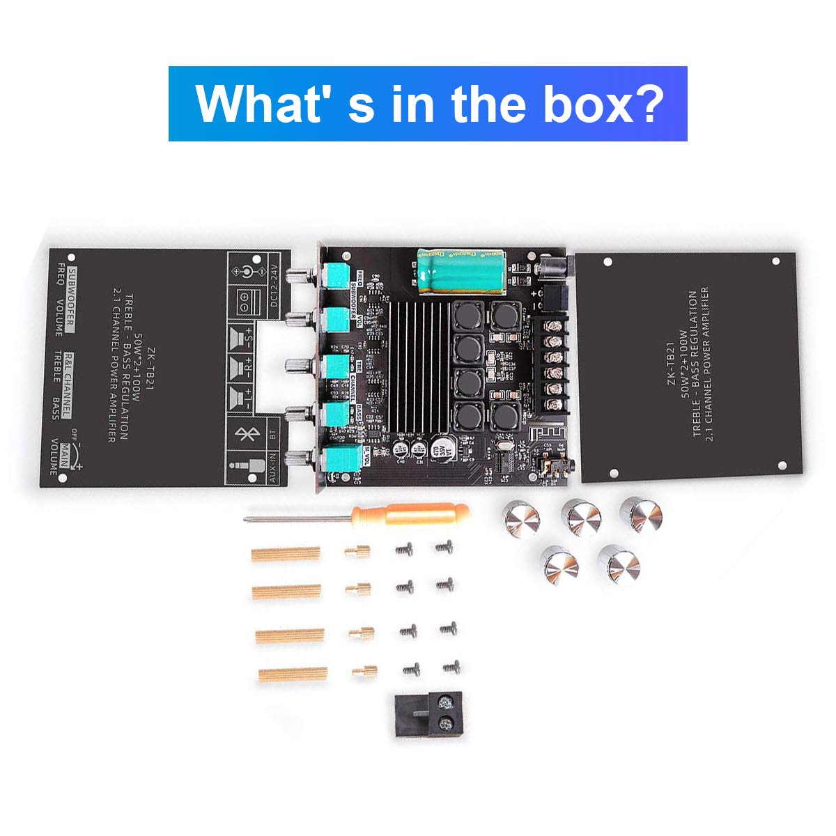 RUIZHI 2x50W +100W 2.1 Channel Subwoofer Amplifier Board with Treble ...