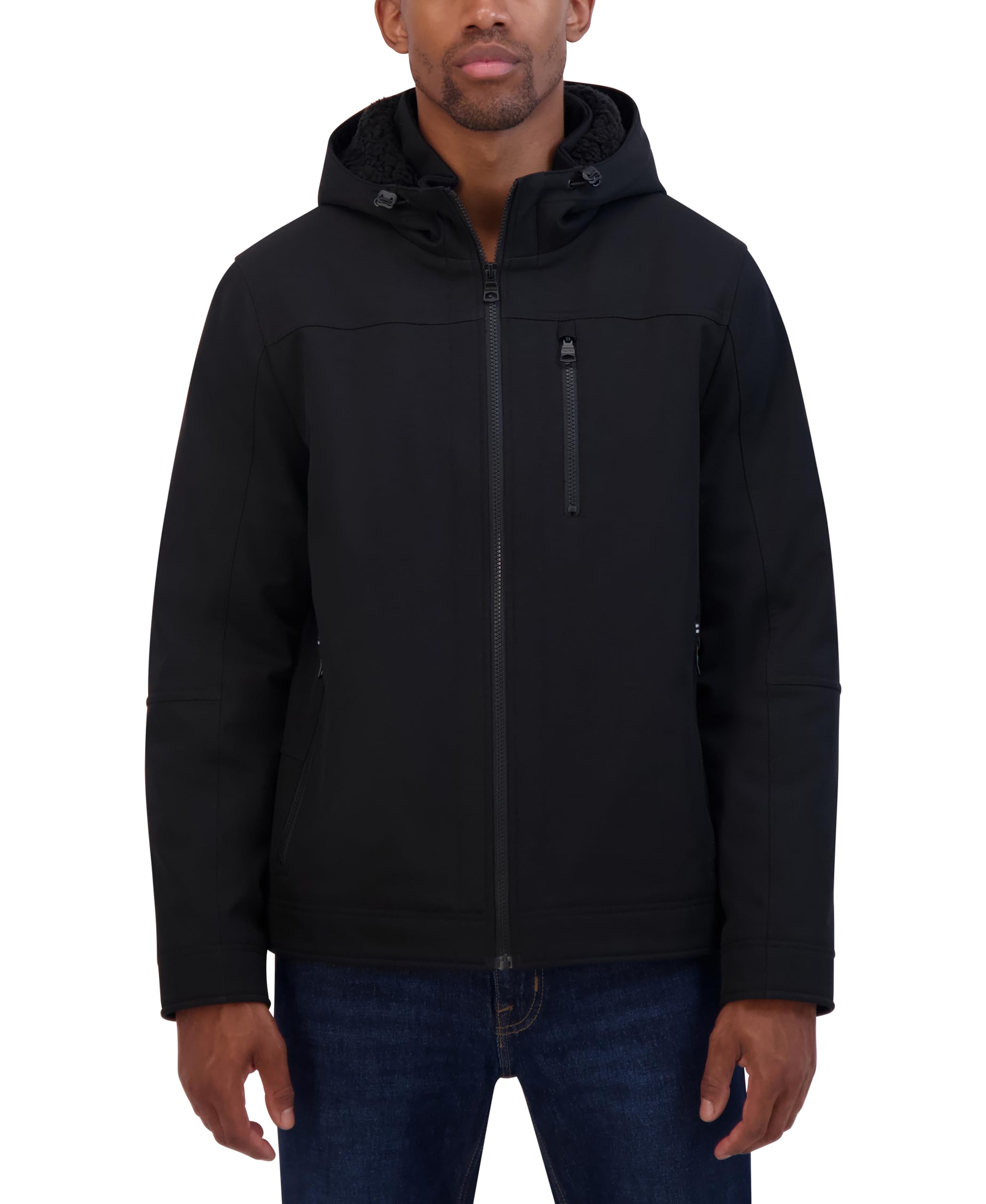 Nautica Men's Sherpa Lined Softshell Jacket – Full Zip, Adjustable Hood ...