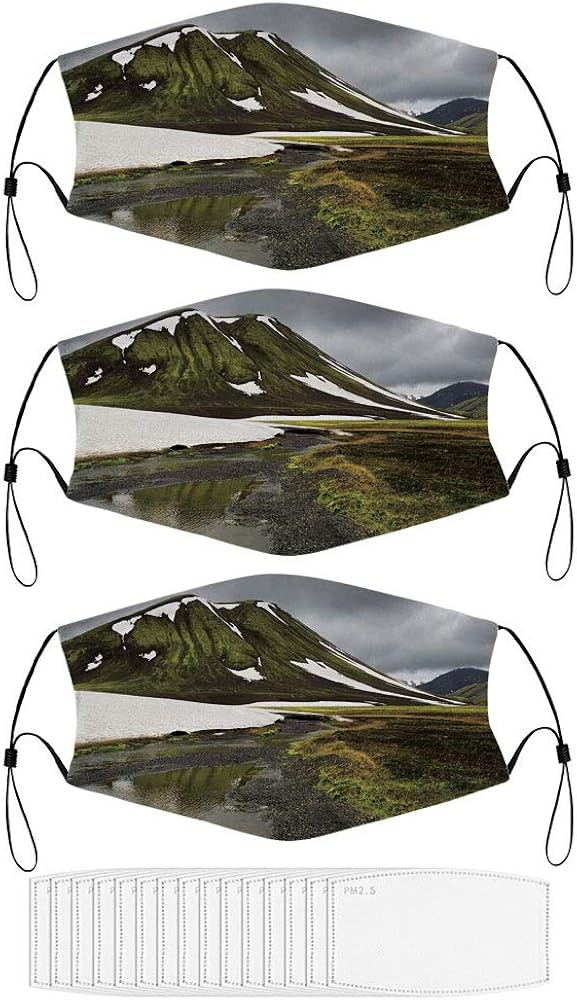 No-68542 Beautiful Icelandic Landscape Adjustable Face Mask for Adult ...