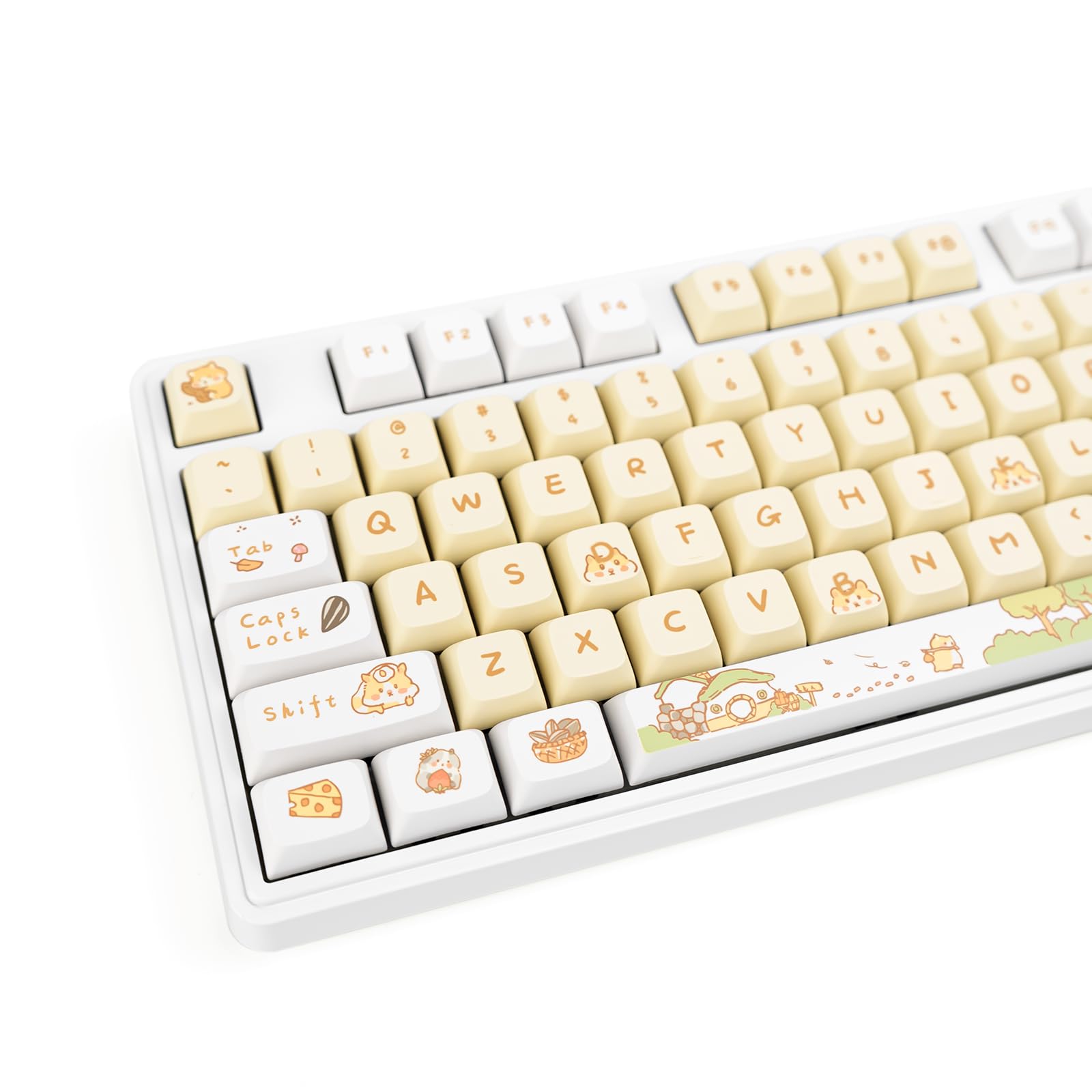 Mua 131 Keys Hamster Keycaps, Creamy Yellow PBT Keycaps Set, Dye-Sub ...