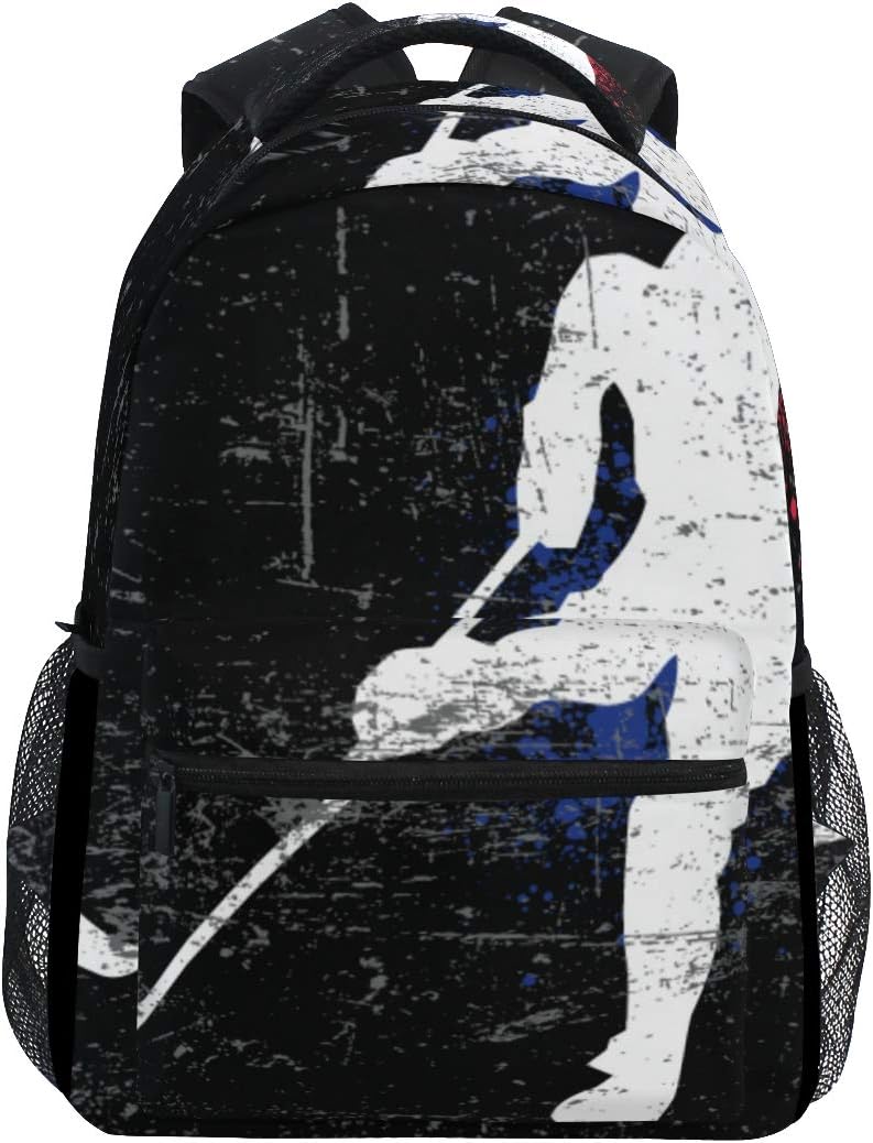Vintage Ice Hockey Player School Backpack for Boys Girls Kids Travel ...