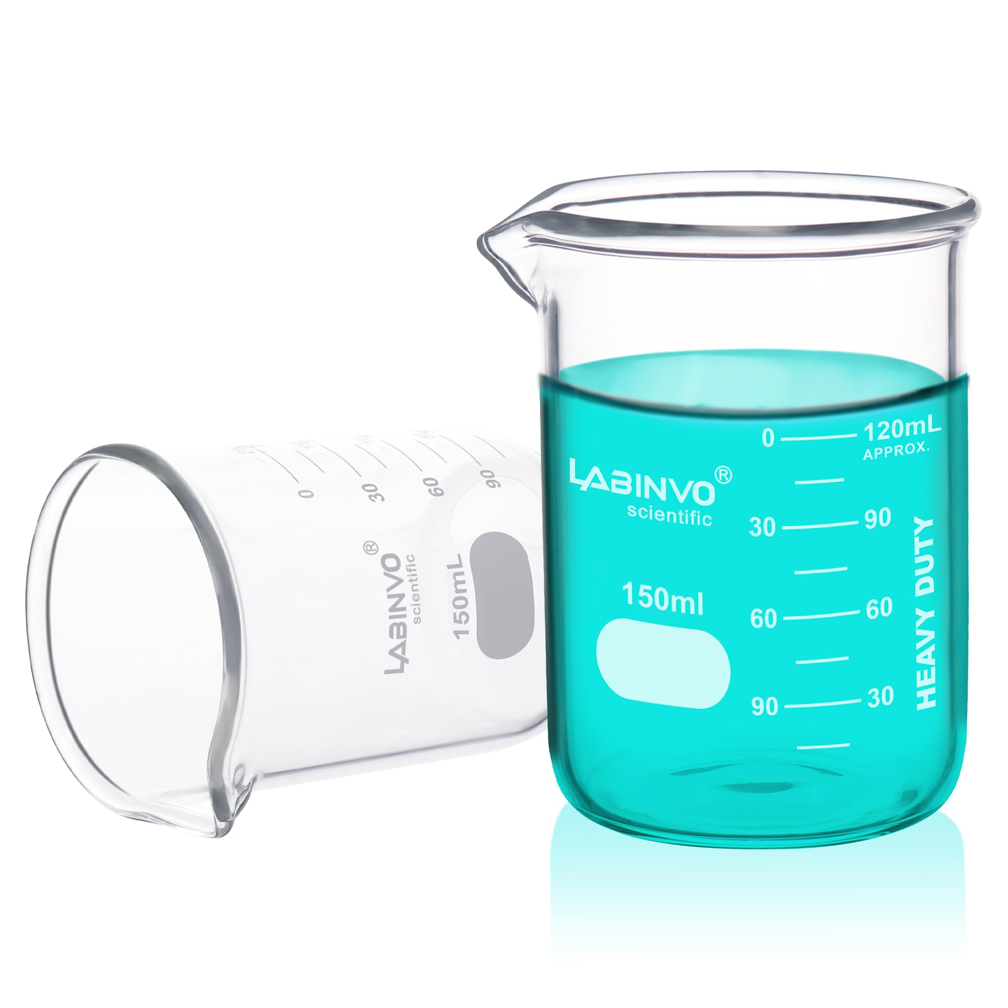 LABINVO Heavy-Duty Glass Beaker Set, 12pcs of Vol.150ml, 3.3 ...