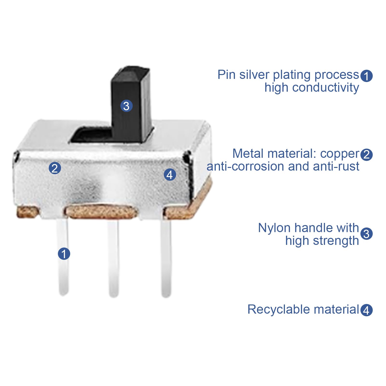 Mua Mriuuod Slide Switch SPDT 100Pcs Mini Micro 3mm Vertical Slide Switch 1P2T for PCB ...