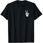 Amazon.com: Skeleton Hand Peace Sign Bone T-Shirt : Clothing, Shoes ...