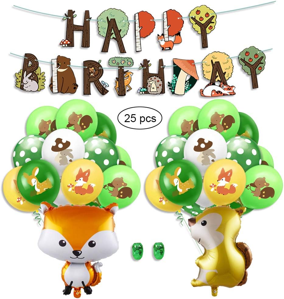 SUNSK Jungle Animal Balloons Happy Birthday Banner Round Latex Balloon ...