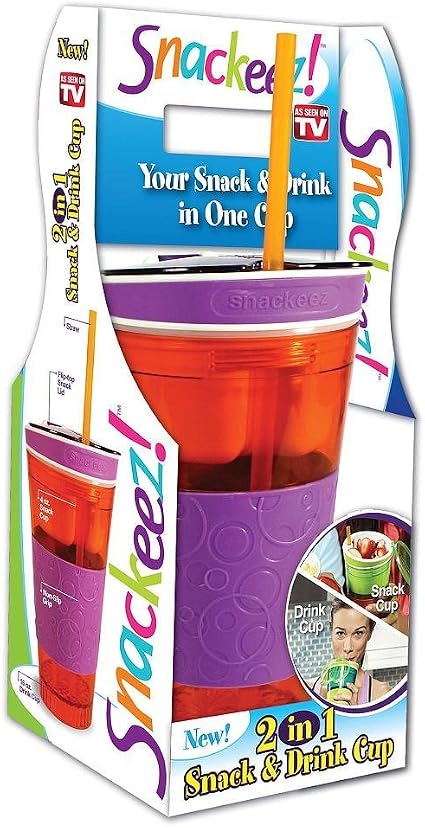Amazon.com: Snackeez Travel Cup Snack Drink in One Container 16oz ...