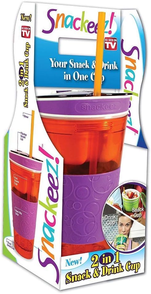 Amazon.com: Snackeez Travel Cup Snack Drink in One Container 16oz ...