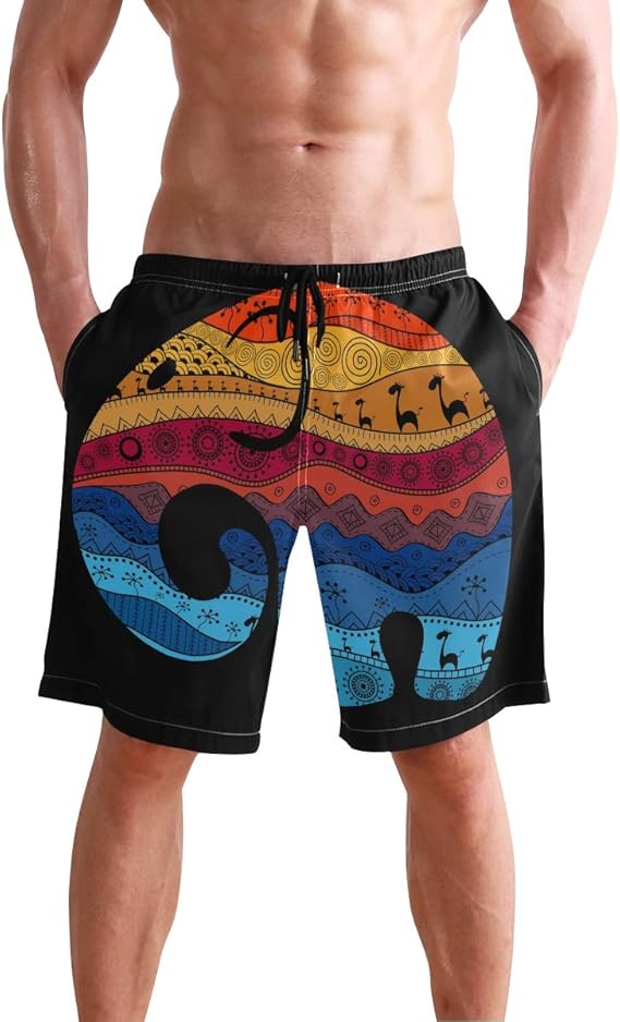 Auskid Tatto Elephant Mens Swim Trunks Quick Dry Board Shorts with ...