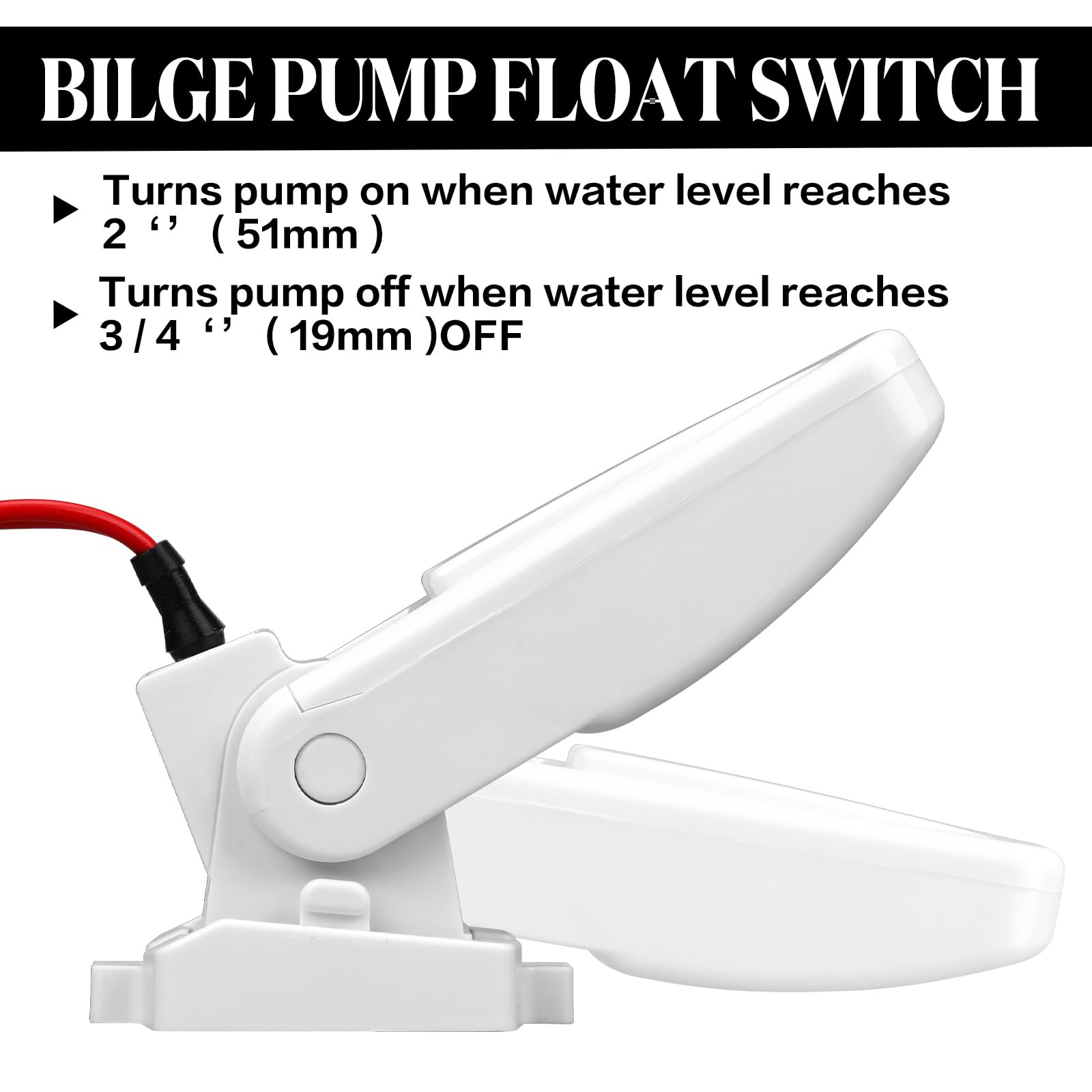 Landhoow 2 Pcs Automatic Boat Bilge Pump Float Switch, 12v 24v 32v Bilge Float Switch Moisture ...