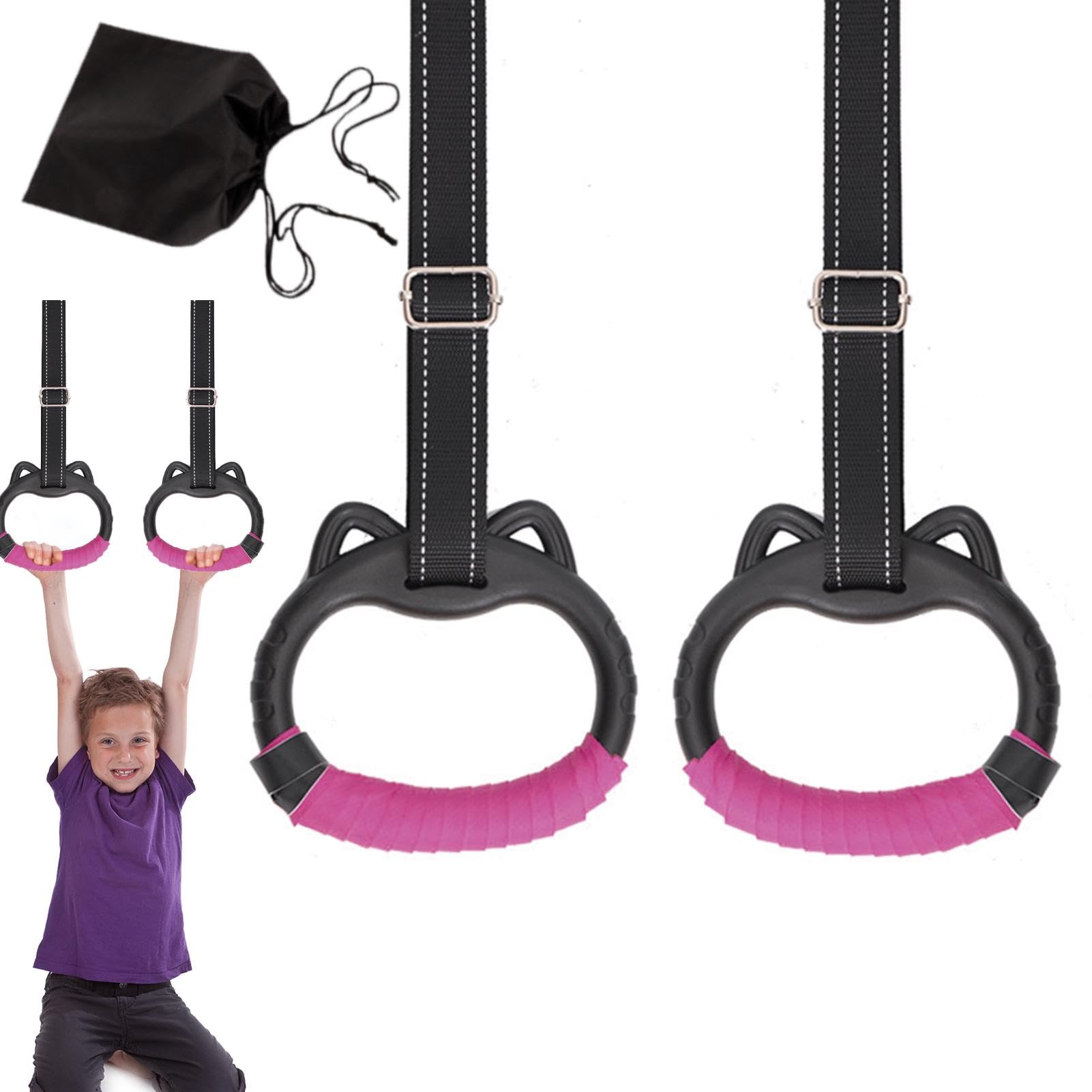 JIANWEI Gymnastics Rings Set for Kids, Professional Children Trapeze ...