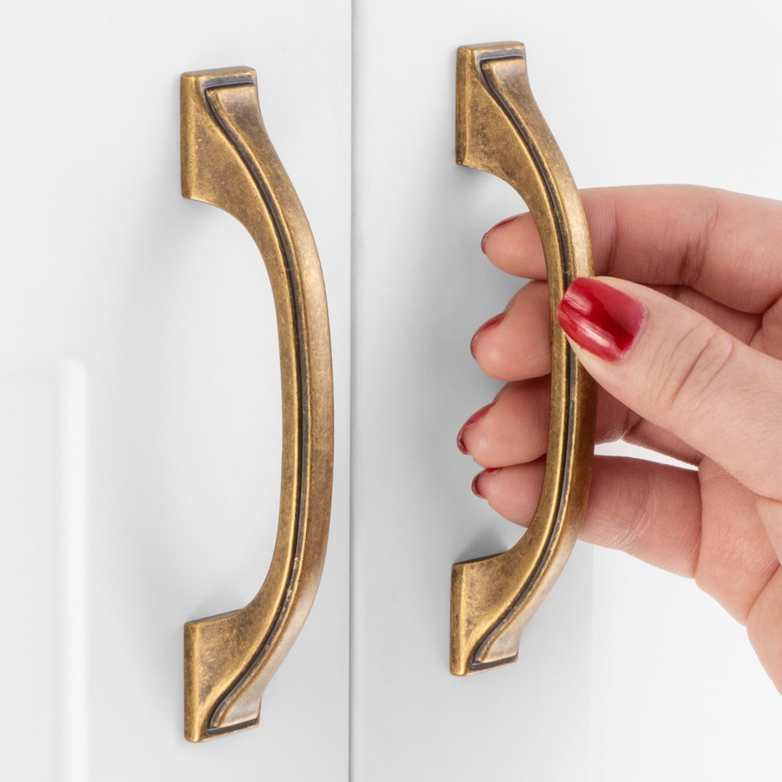 ASKANO Antique Brass Cabinet Pulls, 3 Inch Hole Centers, Arch Kitchen ...