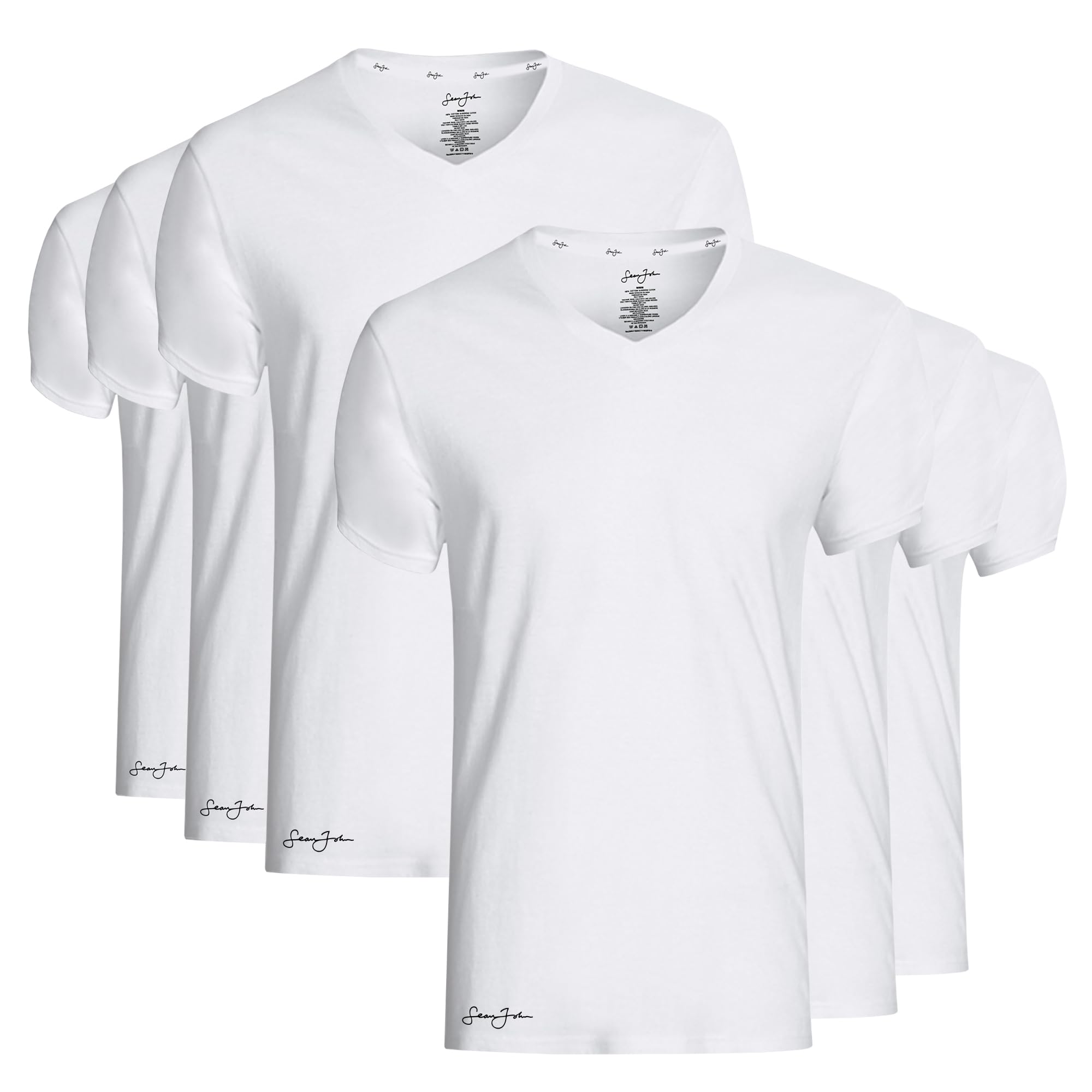 Sean John 6-Pack Men's Essential V-Neck Undershirts – Breathable ...