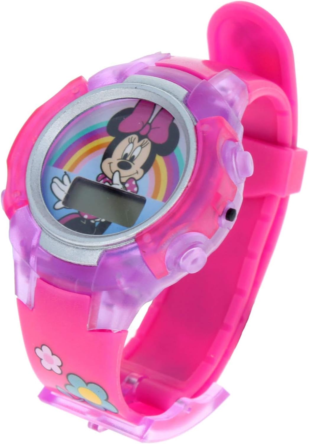 Minnie Mouse Watch - Pink Watch with Flashing Lights LCD Girl's Watch ...