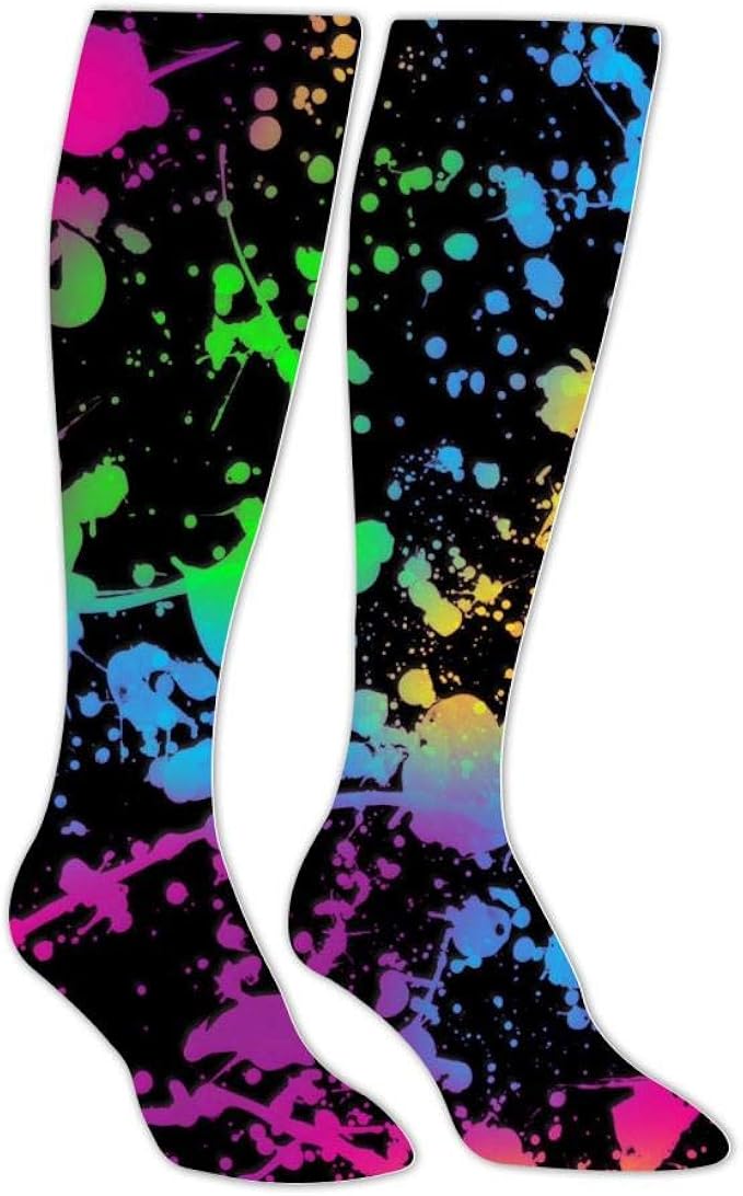 Amazon.com: Glow In The Dark Crew Socks Printed Colorful Fun Knee-High ...