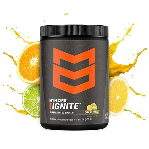 MTN OPS Ignite Supercharged Energy Drink Mix 45-Serving Tub, Citrus ...