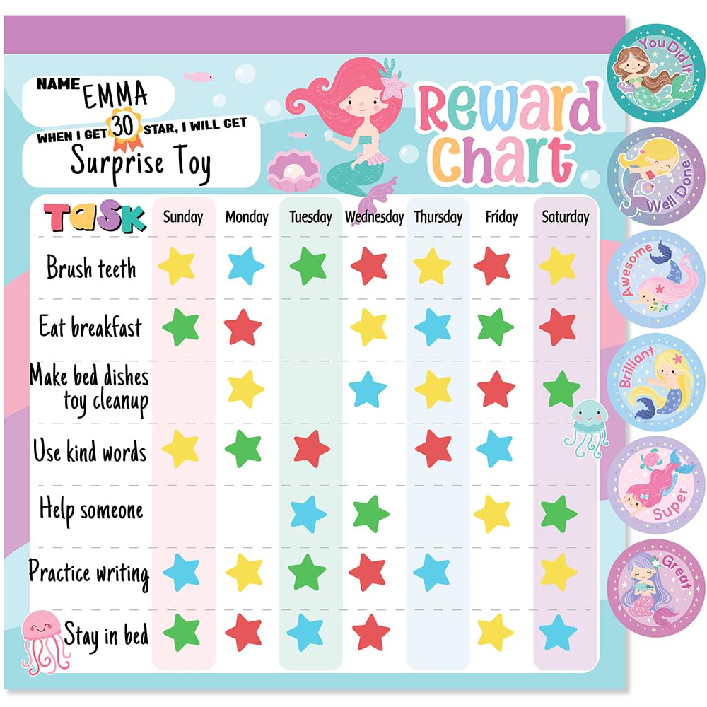 Mua Reward Chart for Kids – Mermaid Magnetic Kids Behavior Chart, Pad ...