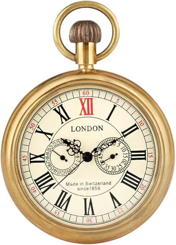 Vintage Copper Design Hand Winding Mechanical Pocket Watch Mens Watches ...