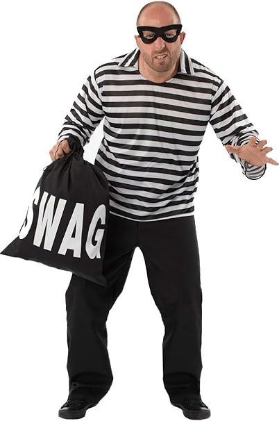 Orion Costumes Men's Striped Burglar Bill Robber Fancy Dress Costume ...