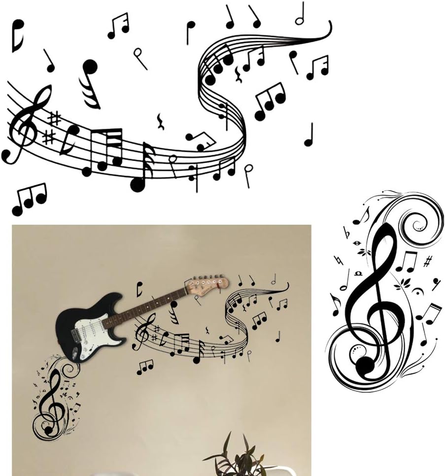 VINFUTUR 2 Sets Music Wall Stickers Vinyl Music Symbols Wall Art Decal ...
