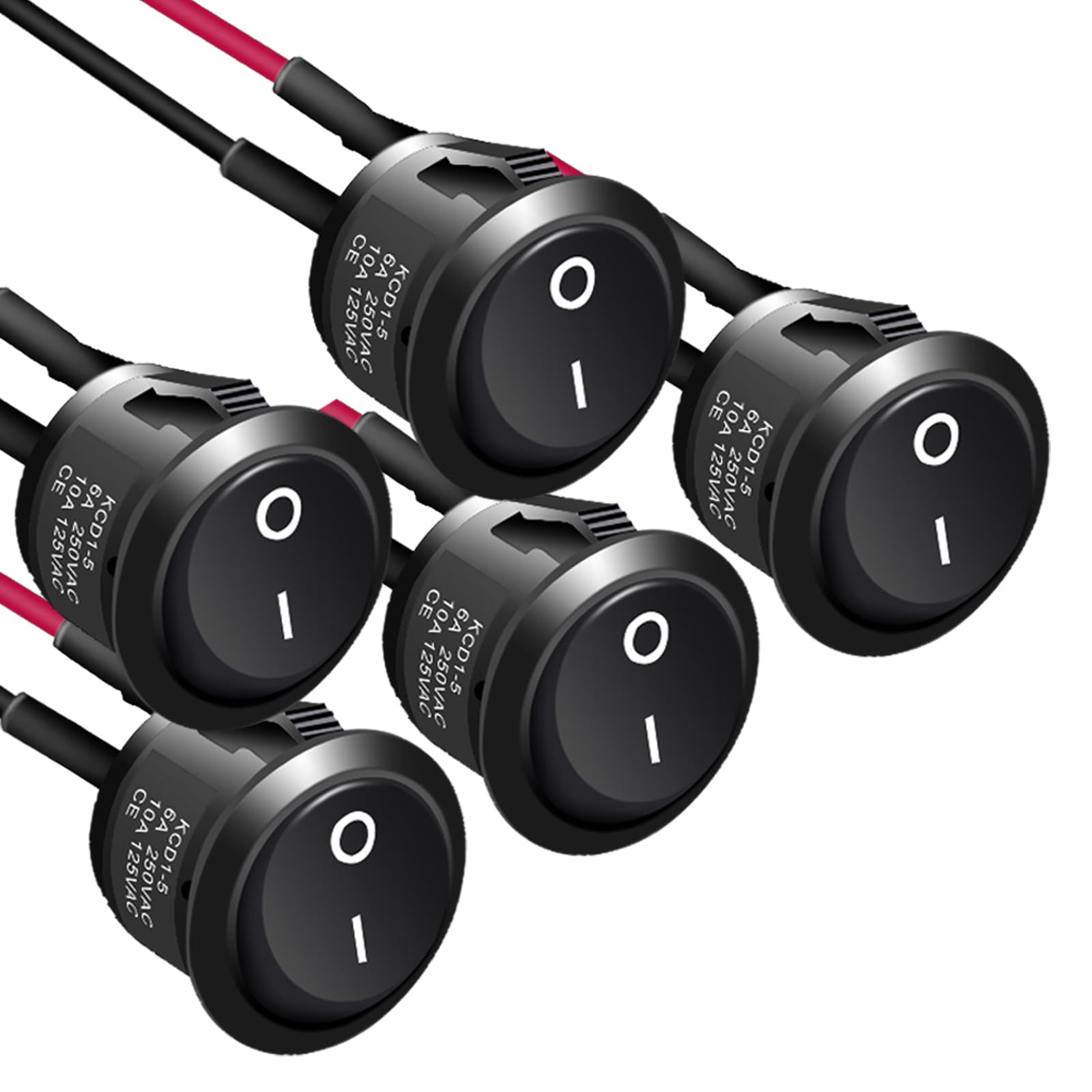 Mua 5Pcs Rocker Switch ON Off KCD1 Mini Round Toggle Switch SPST 2Pin ...