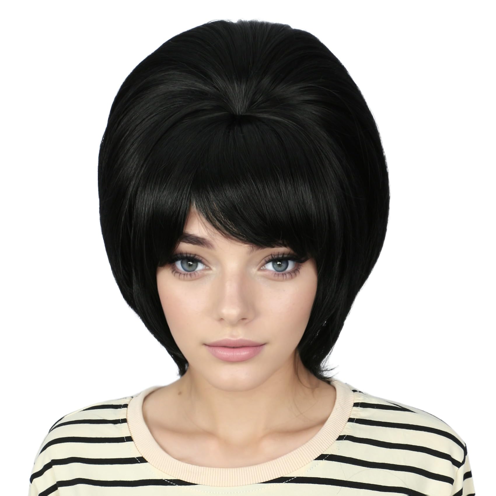 Tzncos Retro Wig 50s 60s 70s Wig with Bangs for Women Synthetic Hair ...