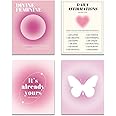 Amazon.com: KEUSPI Y2K Pink Room Decor Affirmation Wall Decor Girly ...