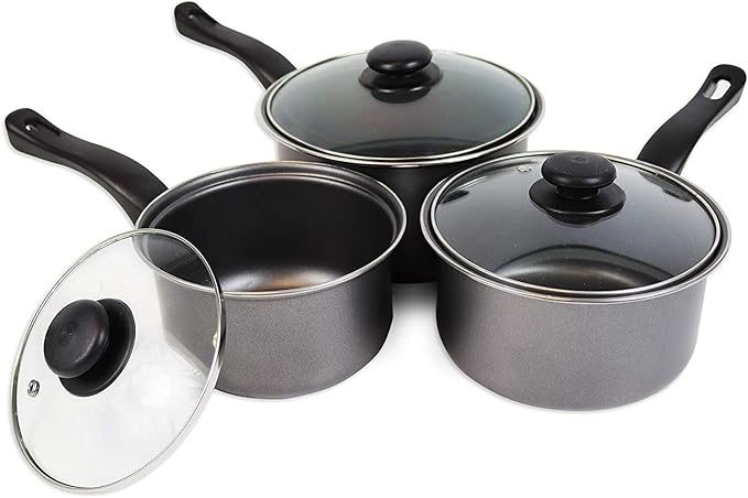Non Stick Saucepan Set Premium Kitchen Cooking Graphite Saute Pans with ...